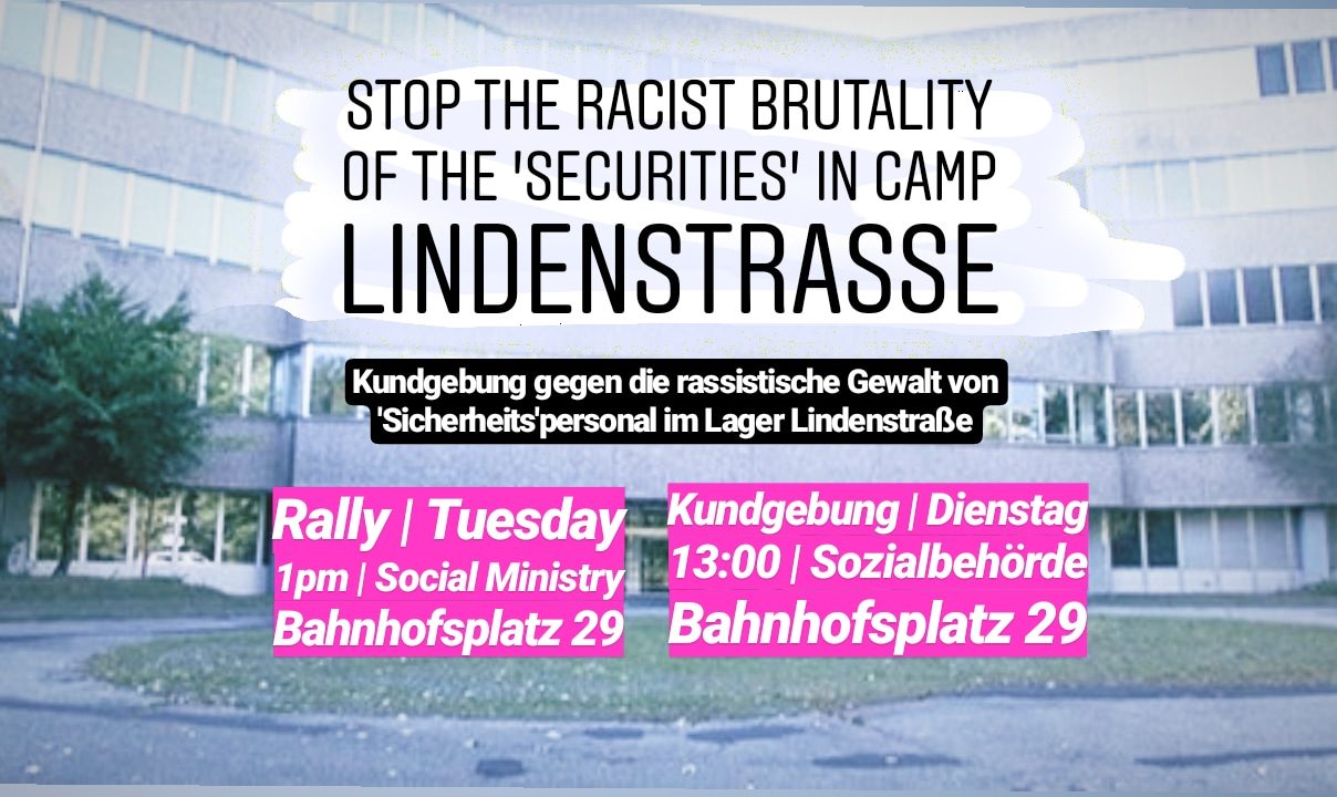 Rally against violence of camp-securities in Lindenstrasse - Together ...